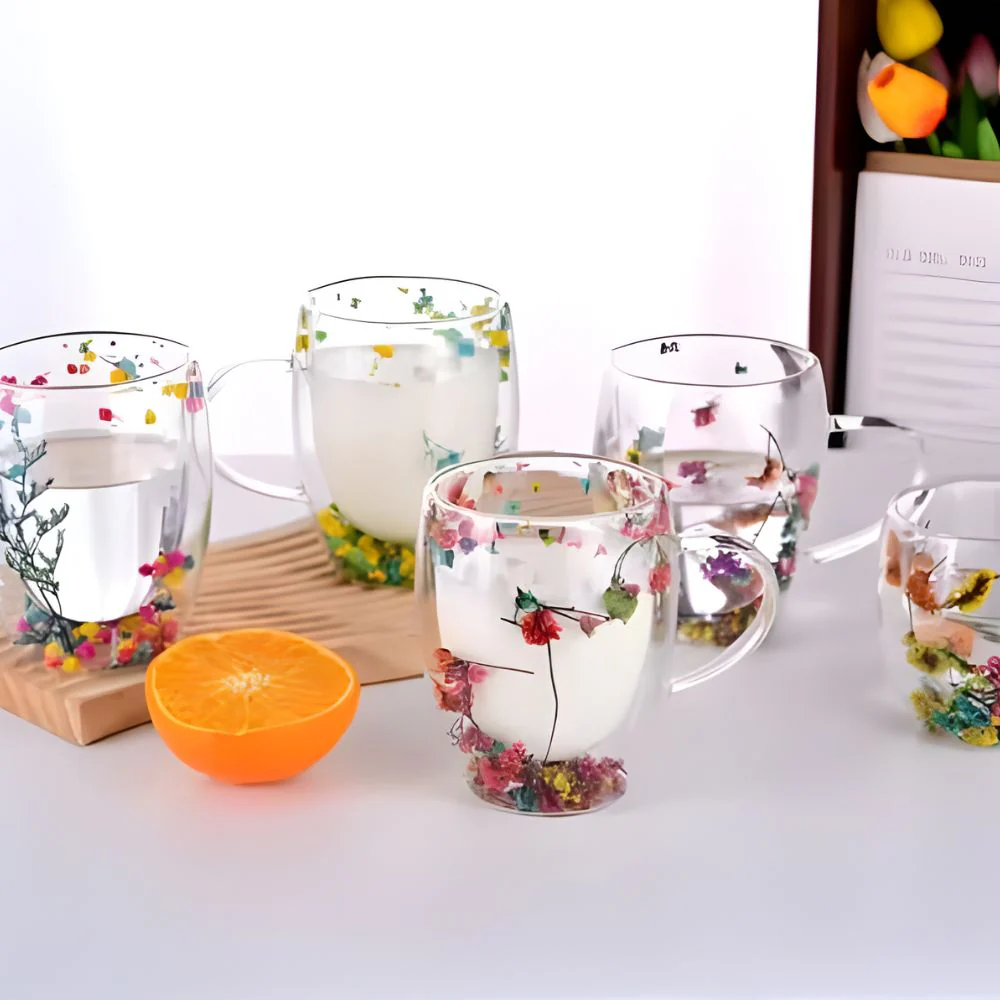 Insulated Double Glass Mug Flower – RAF LEBANON