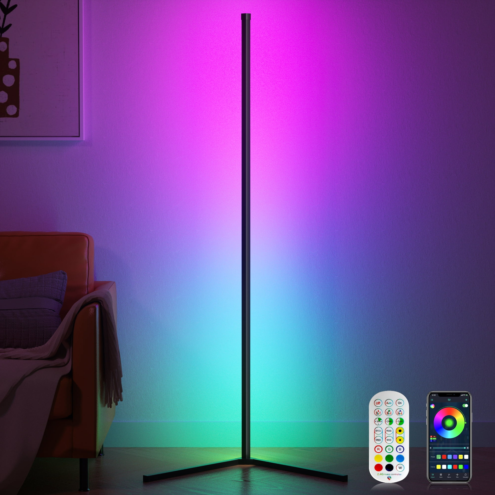 Smart RGB LED Corner Lamp Remote & Phone App Control – RAF LEBANON