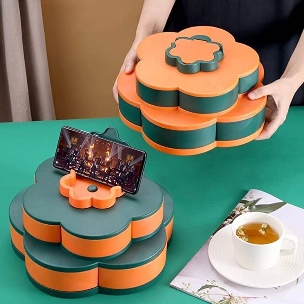 Double Deck Rotating Snack Tray Flower Shape – RAF LEBANON