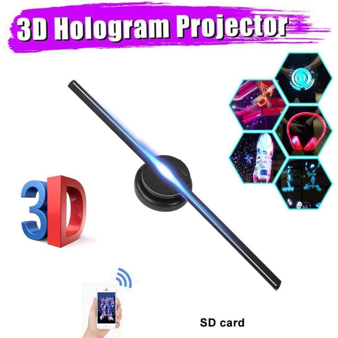 3D Holographic Projector Display Fan LED Hologram Player Lamp – RAF LEBANON