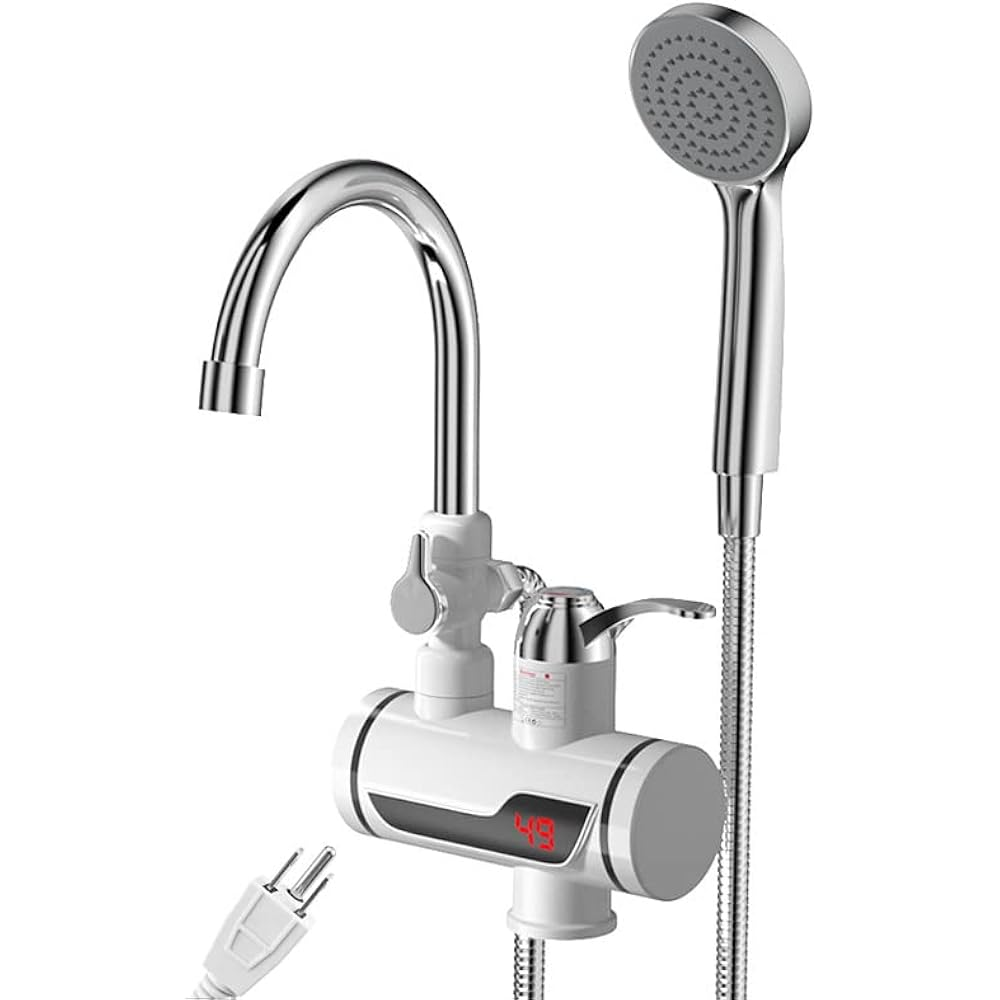 360° Rotating Electric Shower Water Heater Instant Hot Water Faucet wi ...